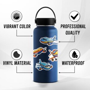 Pack 50 Pcs Airplane Stickers for Water Bottles Waterproof Laptop Luggage Computer Scrapbooking Cups Teens Adults Girls Boys Students Aesthetic Sticker Packs Small Vinyl Decals