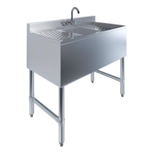 amgood stainless steel bar sink | nsf (sink size: 36"x19", single bowl + faucet + 2 drainboards)