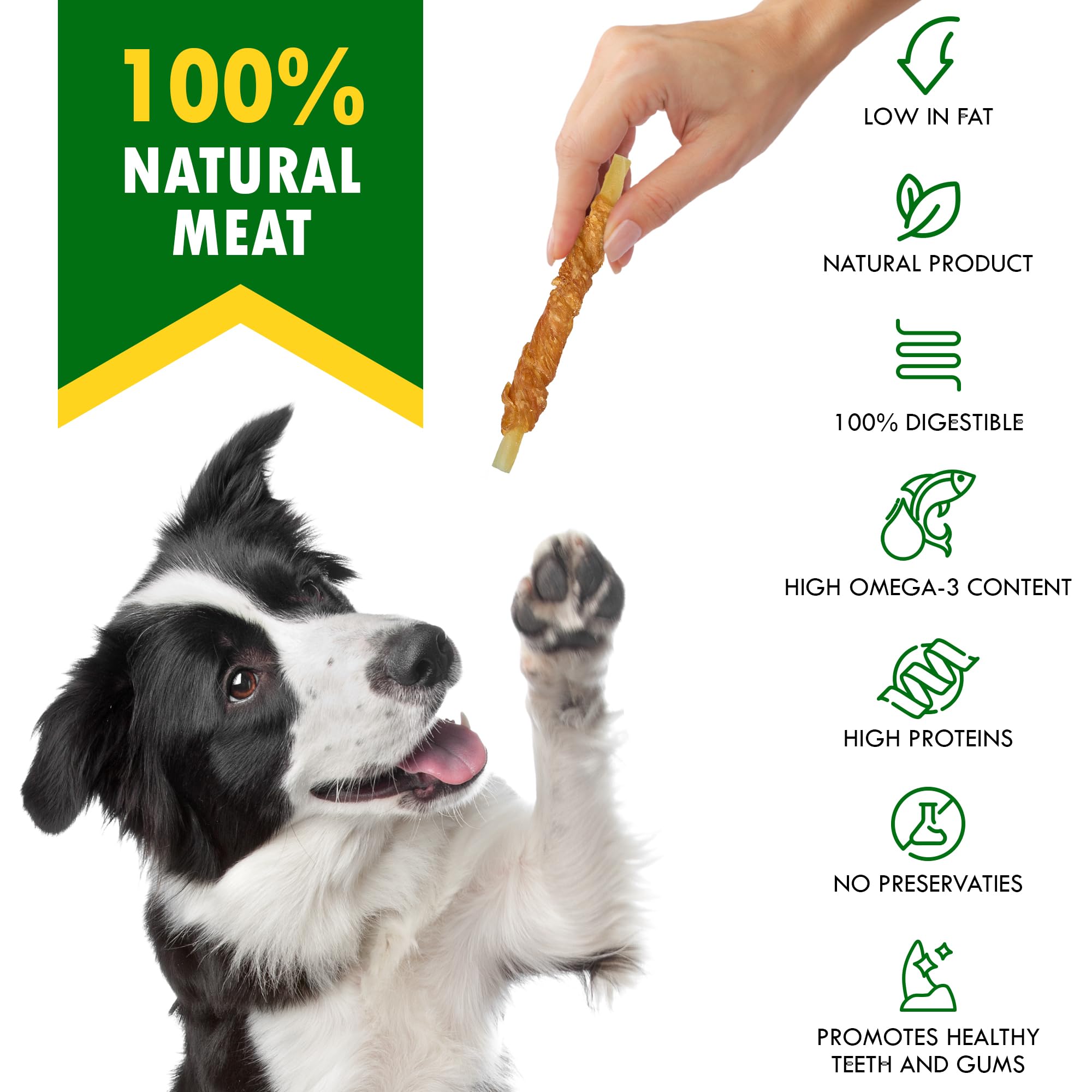 Beloved Pets Cod Sticks Dog Treats Chicken Wrapped - All Natural Rawhide - Free & Grain Free Long Lasting Chews for Large & Small Dogs - Dried Pet Snacks - Support Healthy Teeth & Skin Coat