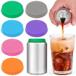 6 pack silicone soda can cover lids, reusable soda can lids beer can covers pop can covers, bpa free silicone can cover, stopper and protector for soda, beer, beverage, juice, coke, fits standard cans