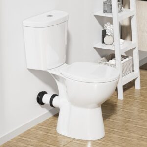 superflo rear outlet toilet with 19 inch tall toilet bowl & tank, high toilets for seniors with rear discharge-includes extension pipe