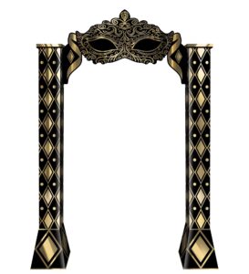 beistle 4' x 5' 2.75" cardboard masquerade ball archway photo prop, carnival mardi gras prom decorations