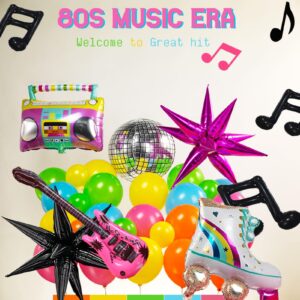 80S Music Theme Balloon Garland arch kit 160pcs with guitar disco ball musical note mylar balloon for back to 80s 90s disco Birthday party graduation prom decorations