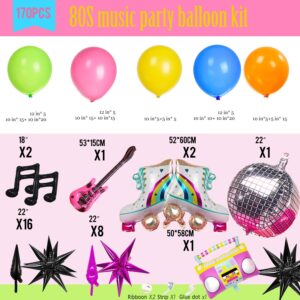 80S Music Theme Balloon Garland arch kit 160pcs with guitar disco ball musical note mylar balloon for back to 80s 90s disco Birthday party graduation prom decorations