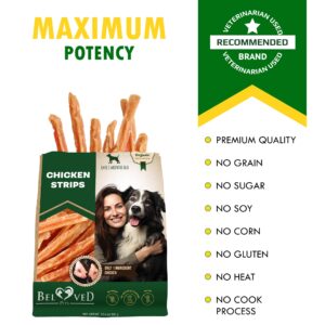 Beloved Pets Chicken Jerky Strips Dog Treats - Human Grade Meat Sticks - Natural Pet Dried Snacks Rawhide - Free - Long Lasting Chews for Large & Small Dogs - Best for Training & Healthy Teeth