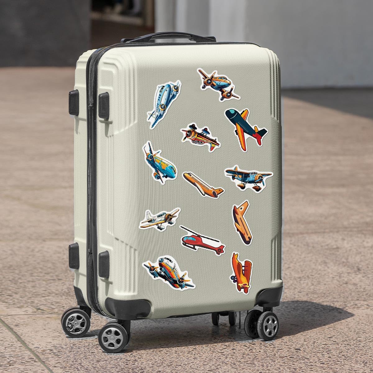 Pack 50 Pcs Airplane Stickers for Water Bottles Waterproof Laptop Luggage Computer Scrapbooking Cups Teens Adults Girls Boys Students Aesthetic Sticker Packs Small Vinyl Decals