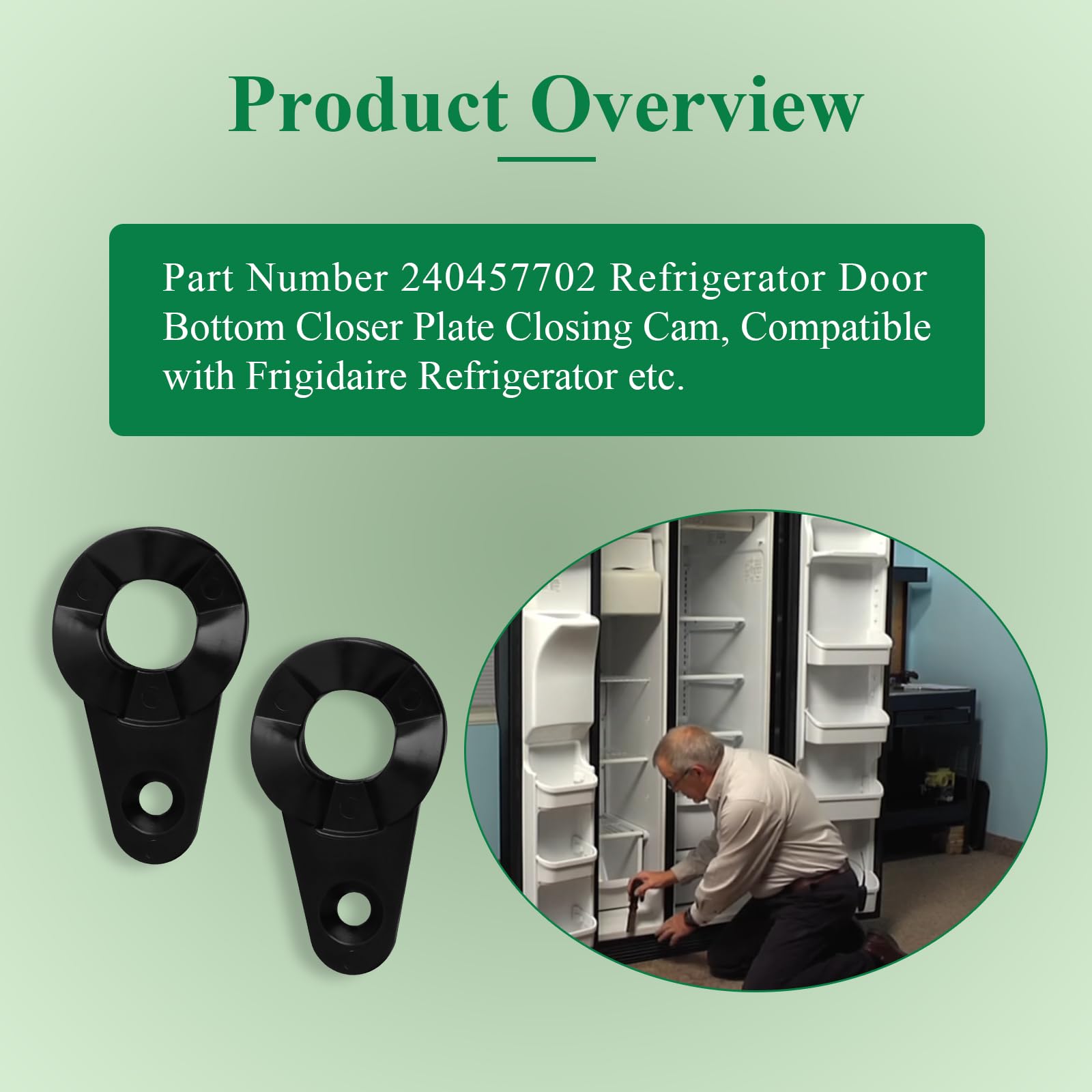 Ctuoptuo Refrigerator Door Closing Cams (2 Pcs Set) Part # 240457702, Compatible with Frigidaire Refrigerators Door Closure, Cross Reference Part# AP3773514, 1062056, AH976594, EA976594