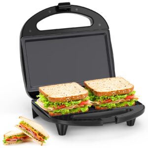 snailar abs07 sandwich maker, 2 slice grilled cheese maker with non-stick flat plates, indicator lights, cool touch handle, easy to clean and store, 750 w