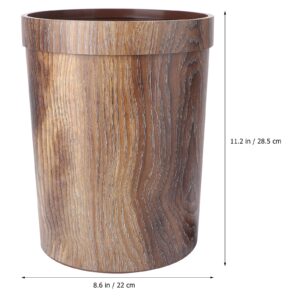 BESTOYARD Wood Trash Can Wood Grain Garbage Can Plastic Kitchen Trash Can Rubbish Can Rustic Recycling Bin Wastebasket Container for Bedroom Bathroom