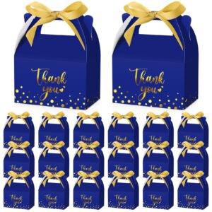 engrowtic 50 pcs thank you boxes ribbon gift boxes with handles 5.9 x 3.5 x 3.5 inch thank you treat boxes gold foil print paper boxes for graduation wedding baby shower holiday party(royal blue)