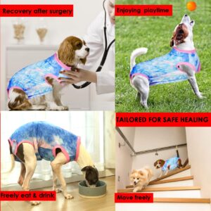 Wabdhaly Dog Surgery Recovery Suit for Medium Female Spay,Anti Licking Dog Surgical Recovery Onesie,Tie Dye Blue Pink M