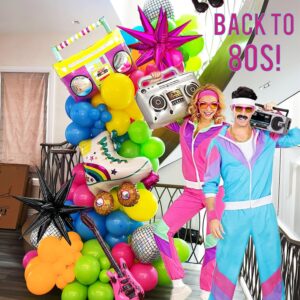 80S Music Theme Balloon Garland arch kit 160pcs with guitar disco ball musical note mylar balloon for back to 80s 90s disco Birthday party graduation prom decorations