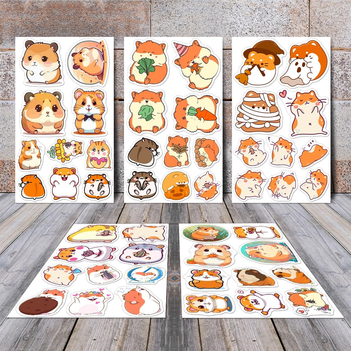 Pack 50 pcs Cute Animal Hamster Stickers for Water Bottles Waterproof Laptop Luggage Computer Cups Phone case Teens Adults Girls Funny Aesthetic Sticker Packs Small Vinyl Decals