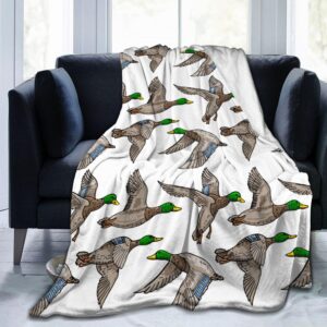 cute mallard ducks blanket,duck print gifts for kids ducks lover,soft flannel throws lightweight fluffy decorative quilt for bed sofa couch room decoration 50 in x 40 in small for kids