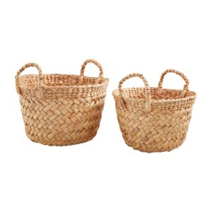 mud pie chunky woven basket set; small 10" x 16" dia | large 12" x 18" dia