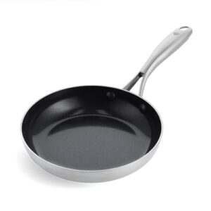 blue diamond hd stainless steel clad pro 11" frypan skillet, diamond infused ceramic nonstick, pfas-free, dishwasher safe, oven and broiler safe, silver