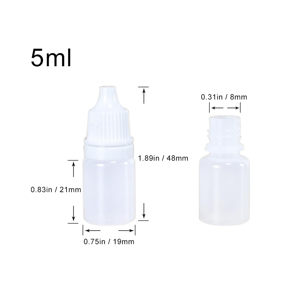 Jarvials Squeezable Dropper Bottles 20pcs 5ml Empty Plastic Squeezable Eye Liquid Dropper with Screw Cap