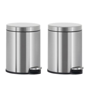 fdw 1 sets of trash cans mini trash can stainless steel trash bin with 6l/1.6gallon foot pedal modern design for bathroom,bedroom,office or resturant (2)