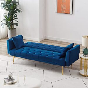 eafurn button tufted loveseat, blue 70.07" w/ 2 pillows