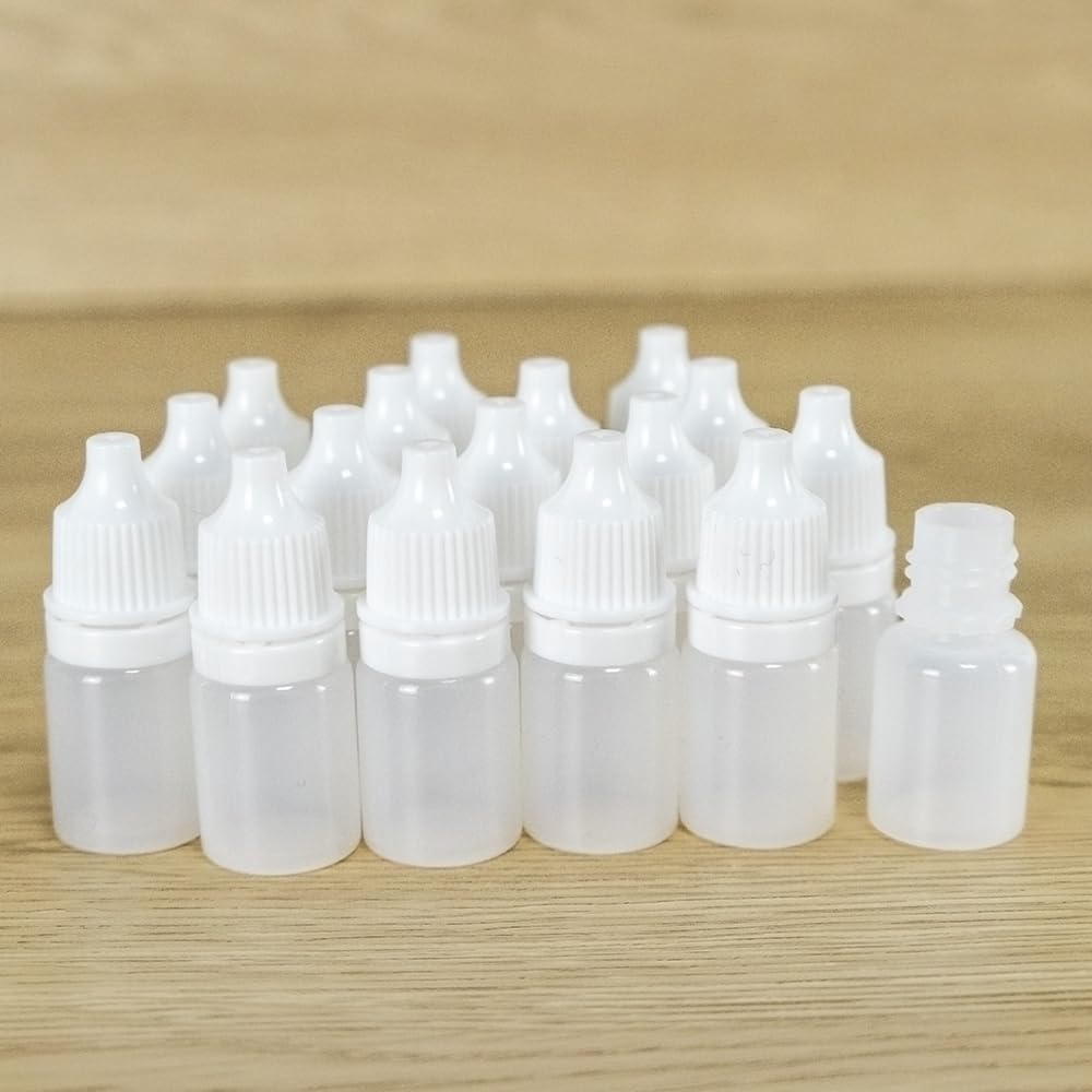 Jarvials Squeezable Dropper Bottles 20pcs 5ml Empty Plastic Squeezable Eye Liquid Dropper with Screw Cap