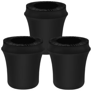 3pcs 32 gallon stretch spandex trash can covers, premium black outdoor waste container cover fitted garbage can cover for round waste container bin, not include tran can