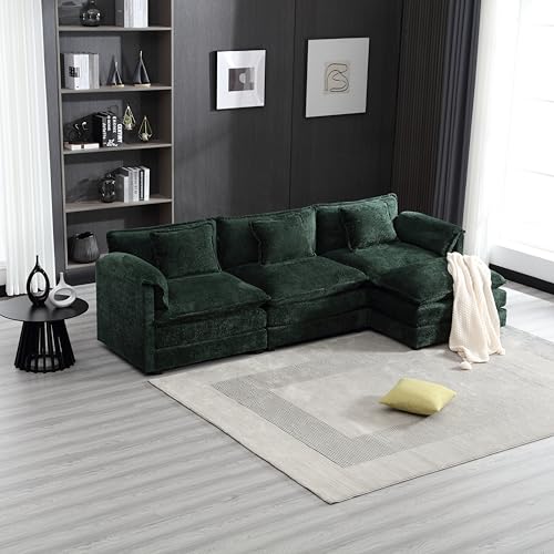 Eafurn Convertible Modular Sectional Sofa with Reversible Chaise, Modern Chenille Upholstery L-Shaped Boucle Couch 4-Seat Corner Sofa&Couches for Living Room, Apartment and Small Space