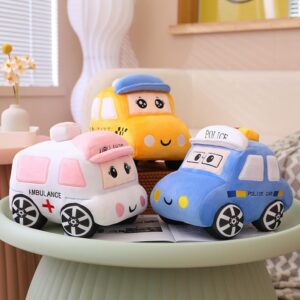 XIYUAN Bus Plush Toy car Plush Simulation School Bus Cute Cartoon Pillow Stuffed Van car Cushion Plush car Gift Cushion Children's Birthday Party Gift (11X7X6Inch) (Police car)