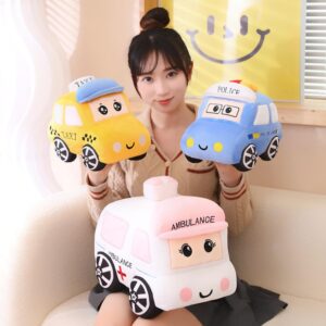 XIYUAN Bus Plush Toy car Plush Simulation School Bus Cute Cartoon Pillow Stuffed Van car Cushion Plush car Gift Cushion Children's Birthday Party Gift (11X7X6Inch) (Police car)