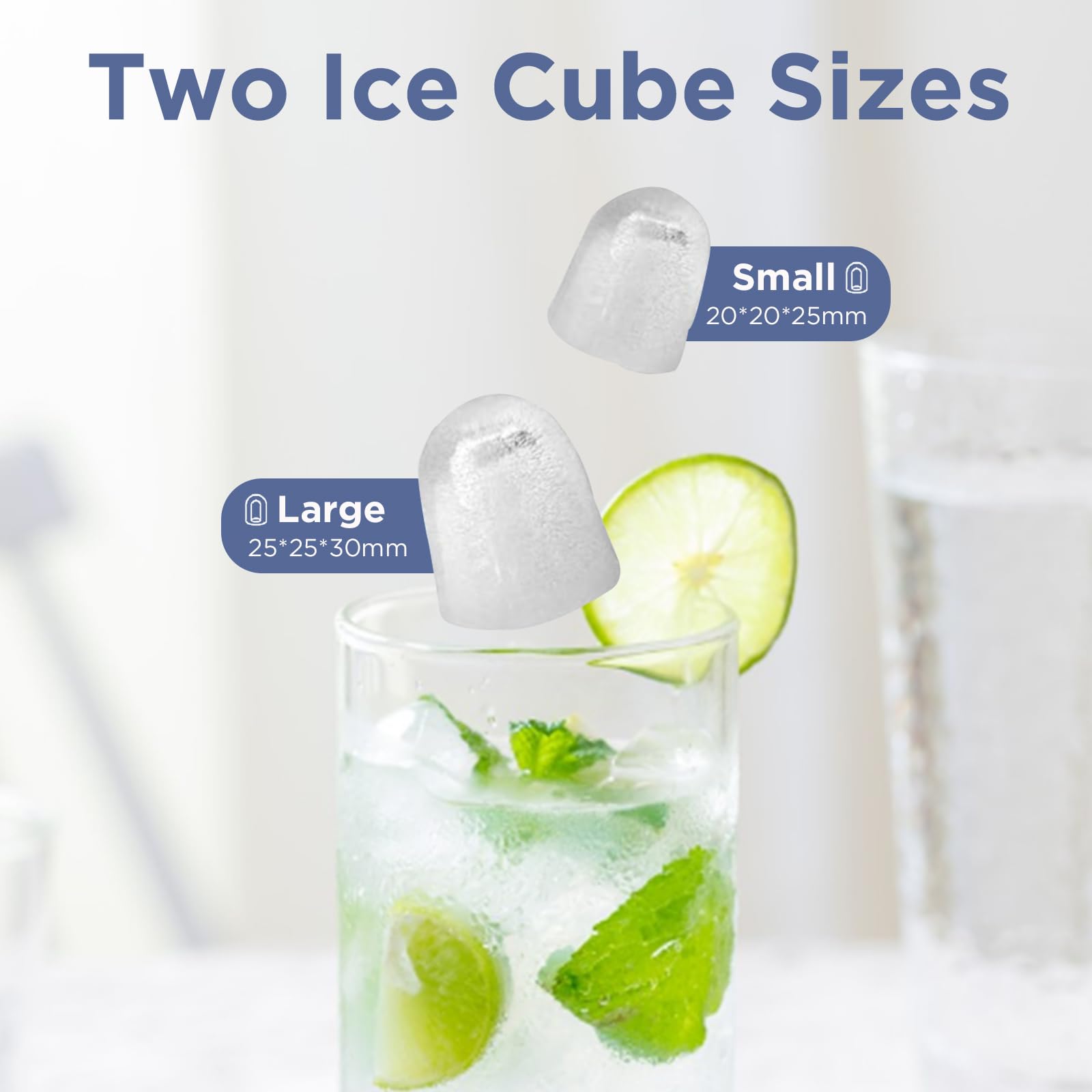 Chic Now Ice Maker Countertop,9 Cubes Ready in 7 Mins,20lbs in 24Hrs,2 Sizes of Bullet Ice,Self-Cleaning Ice Machine with Ice Scoop and Basket for Home Kitchen Office Bar Party