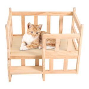 wood pet bed wood dog bed cat beds & furniture cat & dog bed frame comfortable wooden cat bed frame small animal cushion bed pet wood bed furniture up to 11.02 lbs (s)