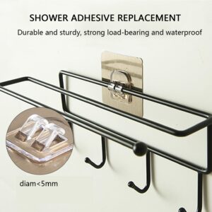 Resdenio Shower Caddy Adhesive Replacement Strips - 10 Pack Corner Transparent Kitchen Bathroom Self Adhesive Shelf Holder Waterproof No Drilling Hanging Shower Caddy Hook (Gold)