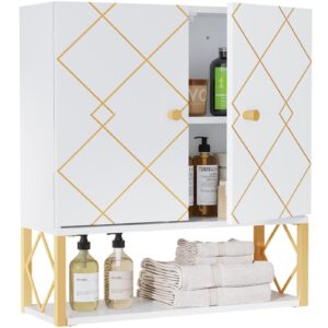 voxanoxi bathroom cabinet wall mount, premium design over the toilet storage cabinet, medicine cabinet with 2 doors and an open shelf, wall cabinet can also be used in the laundry room and kitchen