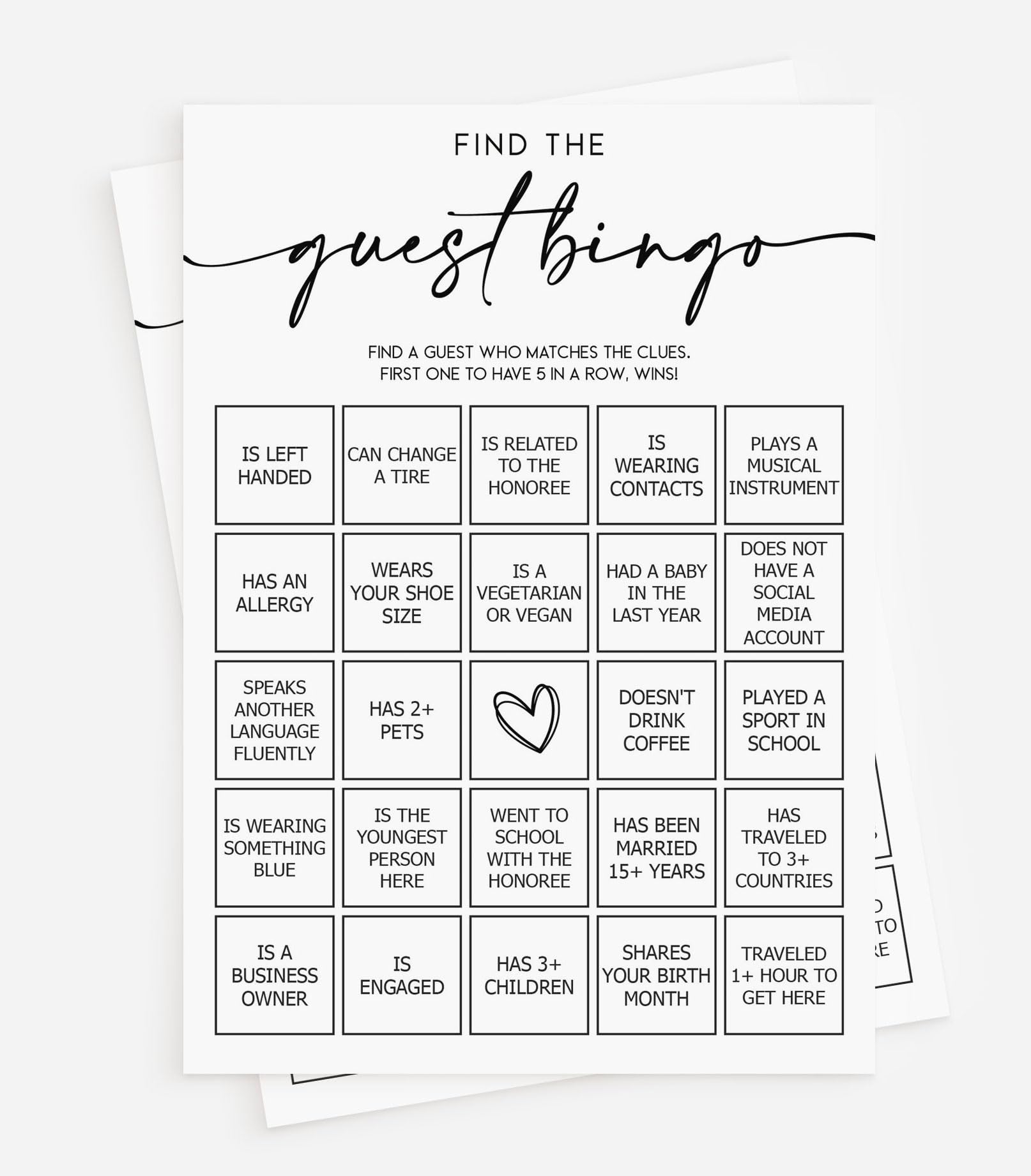 All Ewired Up 50 Find The Guest Bingo Game (50-Cards) Fun Baby Shower Game Activity, Bridal Shower, Wedding Decorations, Rehearsal Dinner, Engagement Party, Gender Neutral Boy or Girl, Minimalist