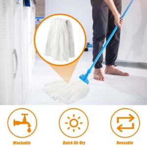 Yoande Disposable Industrial Mop Head Replacement 6 Inch Commercial White Mop Head Refill Lint Free Mop Non Woven Cut End Mop Head for Floor Cleaning Wet Indoor Outdoor Home Industrial Use(12 Pcs)