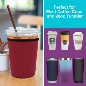 Desing Wish 3 Pack Reusable Iced Coffee Protective Sleeves Cup Insulator Neoprene Coffee Cup Cooler Sleeves Holders for 16-18oz/ 22-24oz/ 30-32oz Cold Drinks - Cats