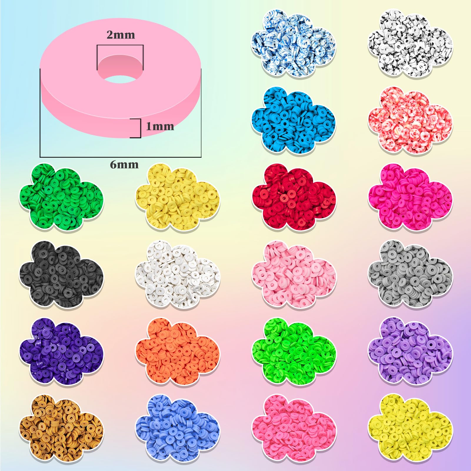 Clay Beads, 3000Pcs Red Clay Heishi Beads for Bracelets Making, Flat Round Polymer Heishi Beads for DIY Jewelry Making（Bagged）