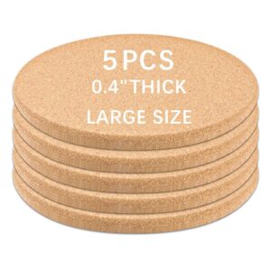 5 pcs high density thick cork trivet, round 7.1inches cork plant coasters for kitchen hot dishes and hot pots,resistant hot pads for table countertop