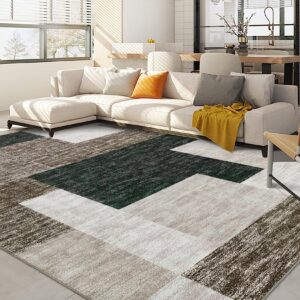 zacoo 5x8 rug for living room machine washable rugs geometric modern rug non slip rug contemporary carpet for bedroom flannel soft rug stain resistant floor mats classroom office rug brown 5'x8'