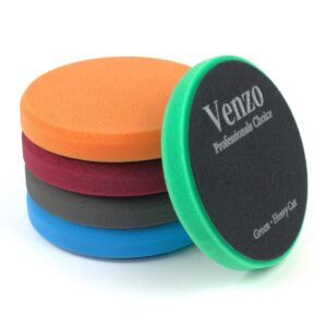 venzo 6 inch buffing polishing pads, 5 pcs 6.5" front side for 150mm backing plate, buffing polishing pads kit, cutting pads for car buffer polisher compounding, polishing, waxing pads