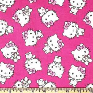 spring creative 1/2 yard - sweet adorable pink bow & white kitty cat on pink cotton fabric (great for quilting, throws, sewing, craft projects, and more) 1/2 yard x 44"", f212apbwk.5