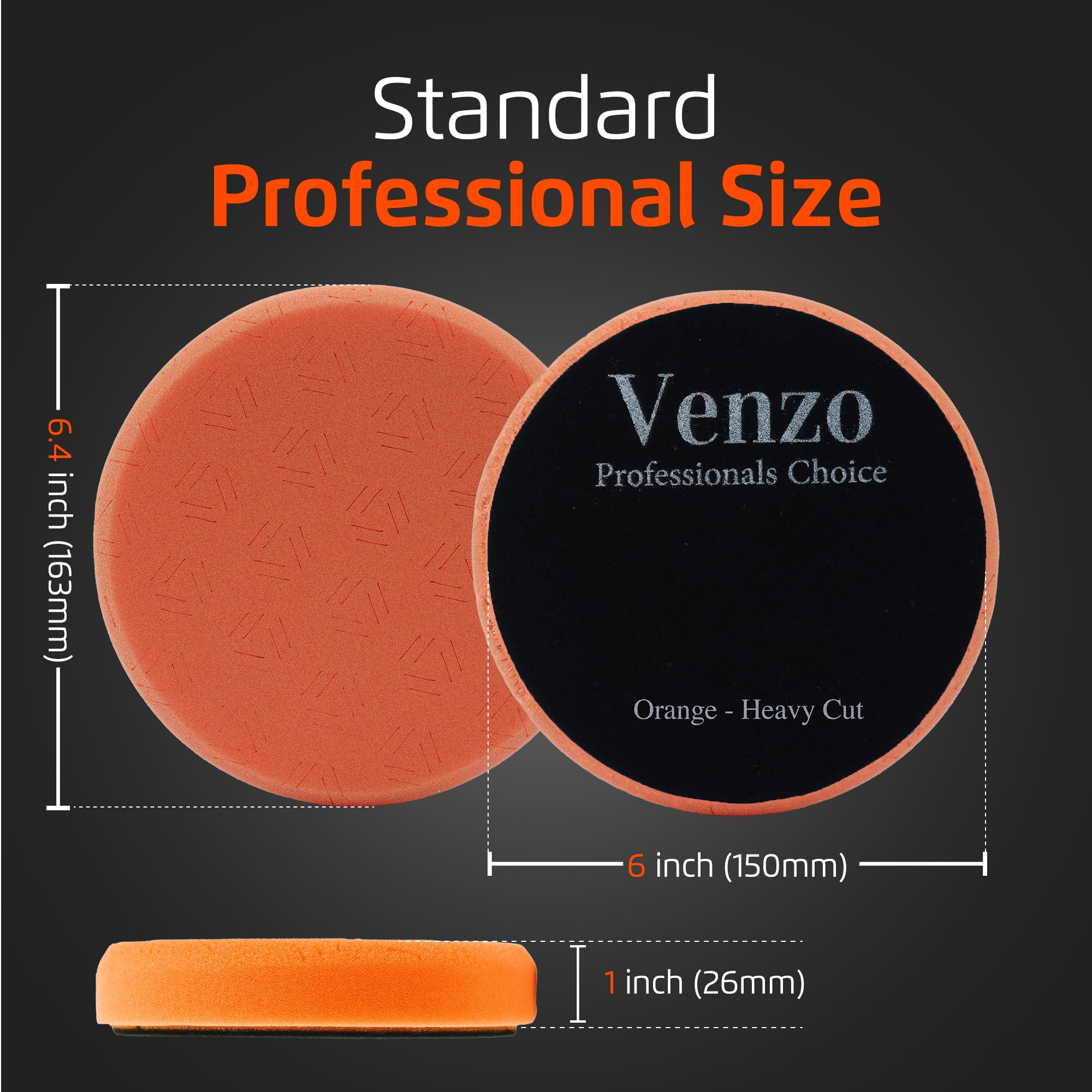 Venzo 6 Inch Buffing Polishing Pads, 5 Pcs 6.5" Front Side for 150mm Backing Plate, Buffing Polishing Pads Kit, Cutting Pads for Car Buffer Polisher Compounding, Polishing, Waxing Pads