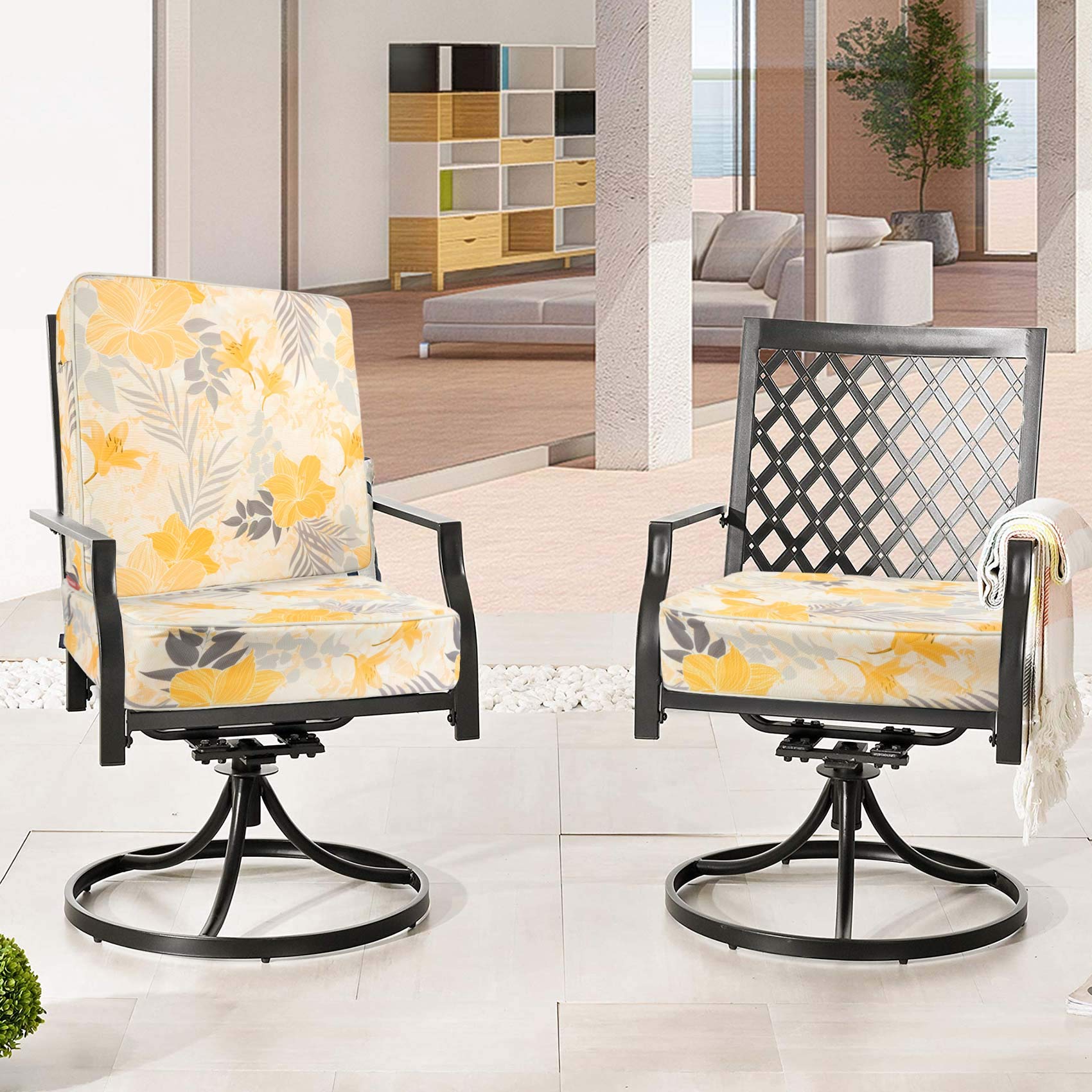 Porch Shield Outdoor Cushion Slipcovers Patio Chair Seat Cushion Covers Set 4 Waterproof Fade Resistant 20 x 18 x 4 inch, Summer Blossom