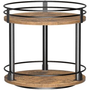 creso hom lazy susan organizer 2 tier rotating spice racks, lazy susan 360 degree turntable spice holder rack for cabinet and kitchen countertop, rustic brown