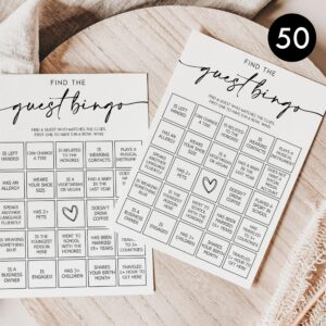 All Ewired Up 50 Find The Guest Bingo Game (50-Cards) Fun Baby Shower Game Activity, Bridal Shower, Wedding Decorations, Rehearsal Dinner, Engagement Party, Gender Neutral Boy or Girl, Minimalist