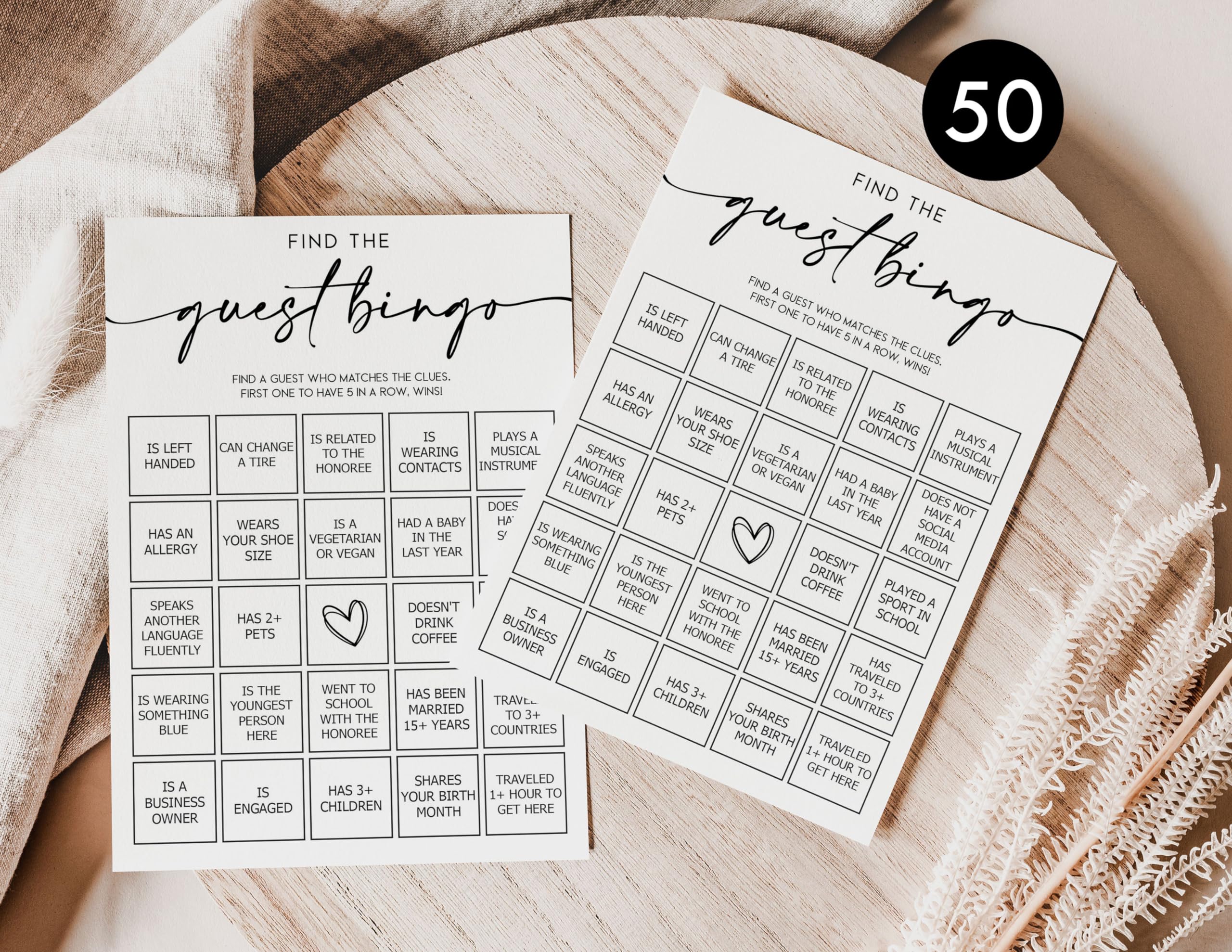 All Ewired Up 50 Find The Guest Bingo Game (50-Cards) Fun Baby Shower Game Activity, Bridal Shower, Wedding Decorations, Rehearsal Dinner, Engagement Party, Gender Neutral Boy or Girl, Minimalist