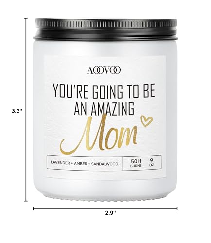 AOOVOO New Mom Gifts - Inspirational Pregnancy Gifts for Expecting Mom, Mother Day Candle Gifts, New Mom Candle Gift, Mom Birthday Gifts, Lavender Scented Candle, 9 oz Soy Wax