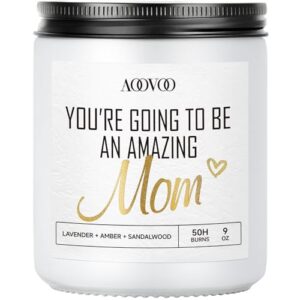 aoovoo new mom gifts - inspirational pregnancy gifts for expecting mom, mother day candle gifts, new mom candle gift, mom birthday gifts, lavender scented candle, 9 oz soy wax