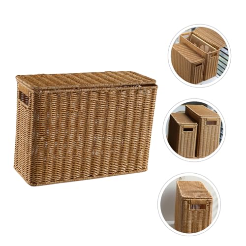 OSALADI Narrow and Tall Storage Box with Lid Book Baskets Narrow Holder Sundries Organizer Toy Baskets Basket with Lid Weave Sundries Basket Plastic File Rack To Weave