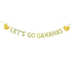 jensenlin lets go bananas letter banner,twotti frutti birthday decorations,banana theme birthday banner for fruit birthday party decor,gold glitter.