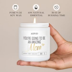 AOOVOO New Mom Gifts - Inspirational Pregnancy Gifts for Expecting Mom, Mother Day Candle Gifts, New Mom Candle Gift, Mom Birthday Gifts, Lavender Scented Candle, 9 oz Soy Wax